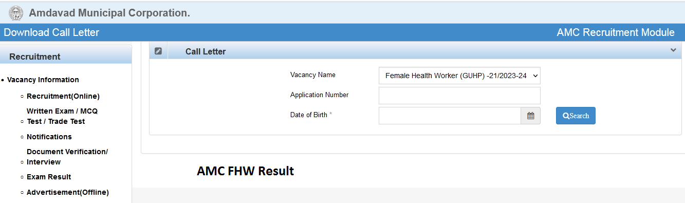 AMC FHW Result 2024 Download Cut Off Marks & Merit List @ahmedabadcity ...