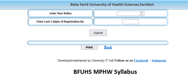 BFUHS MPHW Syllabus 2024 Download Exam Pattern @bfuhs.ac.in