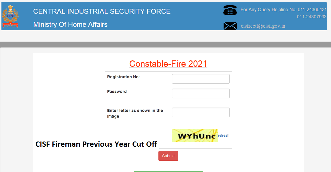 CISF Fireman Previous Year Cut Off State Wise 2024 Download @www.cisf ...