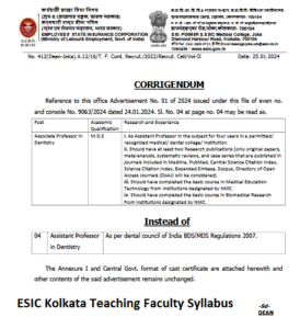 ESIC Kolkata Teaching Faculty Syllabus 2024 Download Exam Pattern @www ...