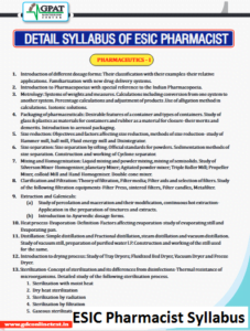 ESIC Pharmacist Syllabus 2024 Download Exam Pattern @www.esic.gov.in ...