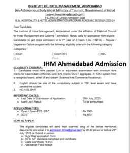 IHM Ahmedabad Admission 2024 Eligibility Criteria, Fee & Date ...