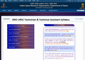 ISRO URSC Technician & Technical Assistant Syllabus 2024 Exam Pattern ...