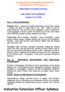 Industries Extension Officer Syllabus 2024 Exam Pattern Download PDF