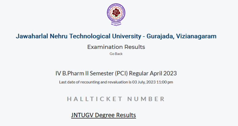 JNTUGV Degree Results 2024 Download BTech MBA B Pharmacy MCA M.Tech ...