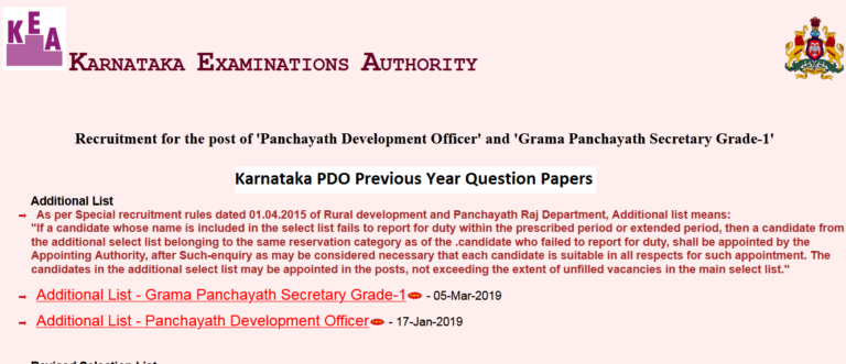 Karnataka PDO Previous Year Question Papers Download PDF