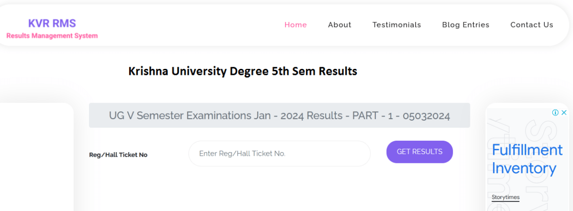 Krishna University Degree 5th Sem Results 2024 (Out) Download Marksheet www.kru.ac.in