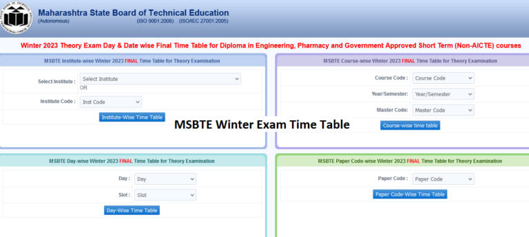 MSBTE Winter Exam Time Table 2024 Download 1st 3rd & 5th Sem Exam Date ...
