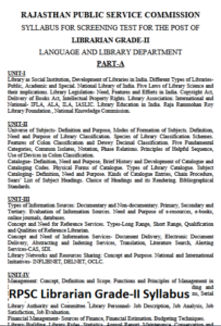 RPSC Librarian Grade-II Syllabus 2024 Download Exam Pattern PDF