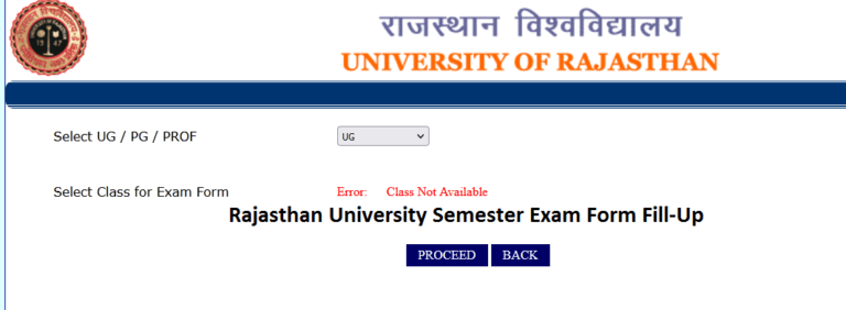 Rajasthan University Semester Exam Form Fill-Up 2025 Download Online @www.uniraj.ac.in