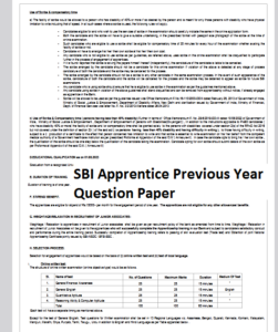 SBI Apprentice Previous Year Question Paper Download PDF