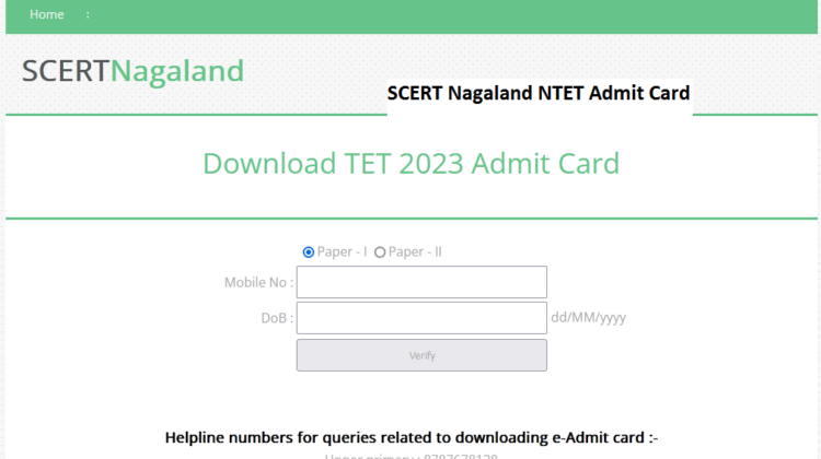 SCERT Nagaland NTET Admit Card 2023 Exam Date Download Hall Ticket ...