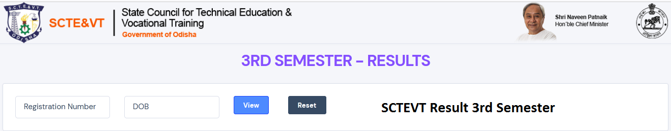 SCTEVT Result 3rd Semester 2024 Download Marksheet www.sctevtodisha.nic.in