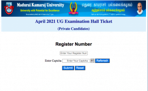 MKU Hall Ticket 2024 ; MK University UG PG Semester