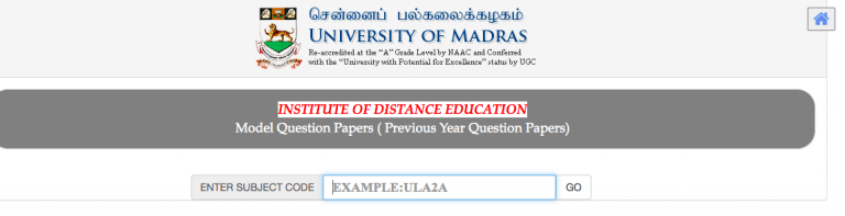 Madras University Question Papers Download Previous Year Paper PDF