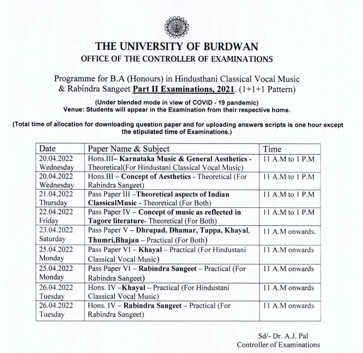 Burdwan University Exam Routine 2023 OUT Download Exam Date Exam 