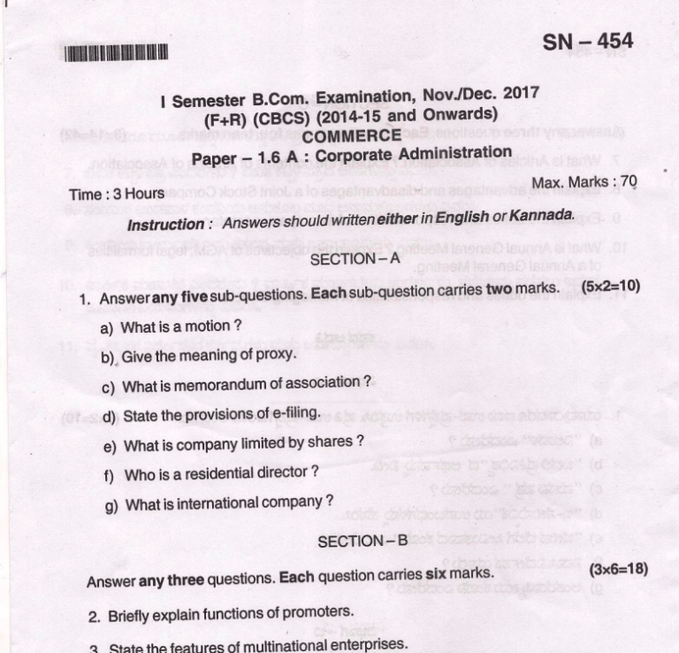 B Com Previous Year Question Paper Download 1st 2nd 3rd Year Semester B Com Previous Year Question Paper Download 1st 2nd 3rd Year Semester