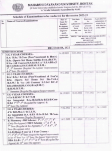 MDU Distance Date Sheet 2025 1st 2nd Final Year - BA BSc BCom {Available}