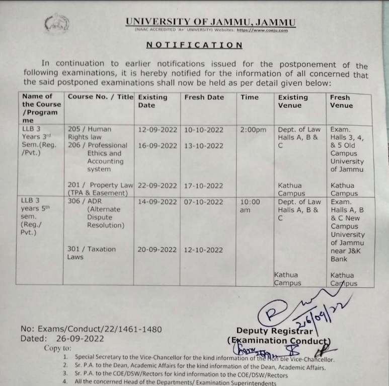 Jammu University Date Sheet 2023 Out Semester Exam Date BA BSc BCom Jammu University Date Sheet 2023 Out Semester Exam Date BA BSc BCom