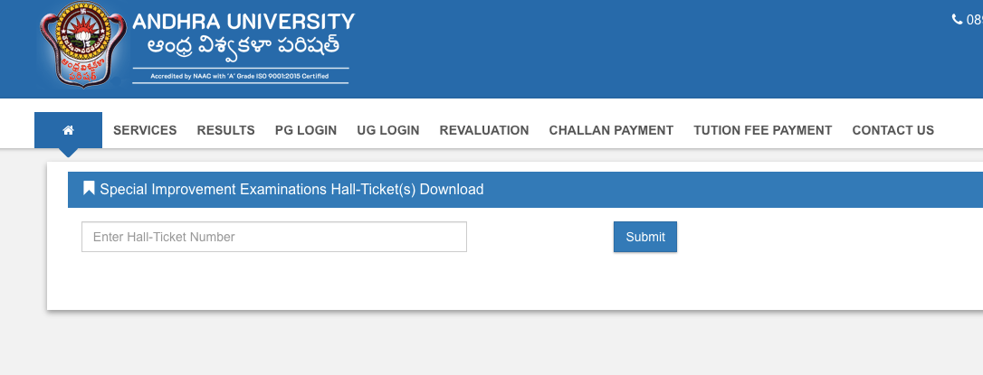 Andhra University Hall Ticket 2023 ; aucoe Distance Admit Card {Published}