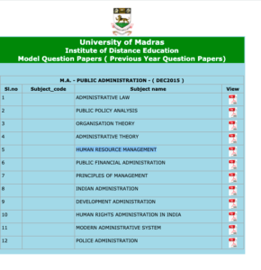 Madras University Distance Education Question Paper Download PDF