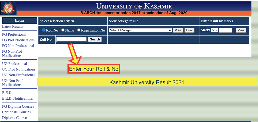 Kashmir University Result 2024 Out Ug Pg Semester Marksheet