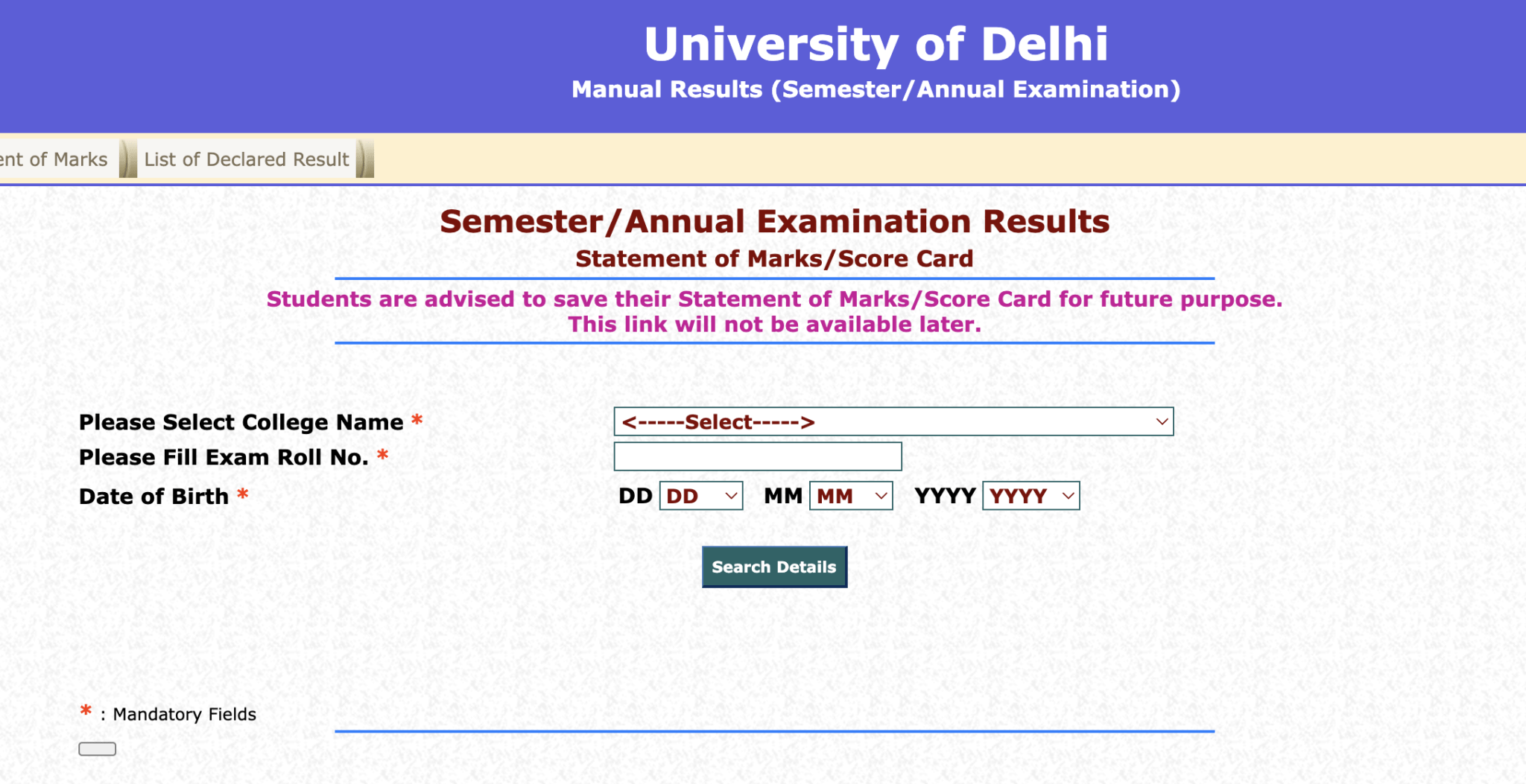 Delhi University Result 2025 DU Result du.ac.in Semester Marksheet ...