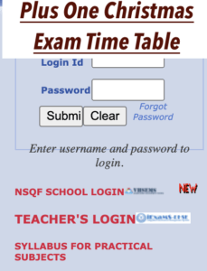 Plus One Christmas Exam Time Table 2025 Class Wise Second Terminal Exam ...