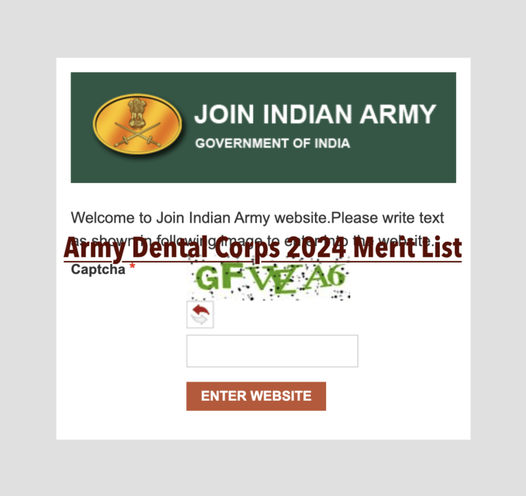 Army Dental Corps 2024 Merit List Download @www.joinindianarmy.nic.in ...