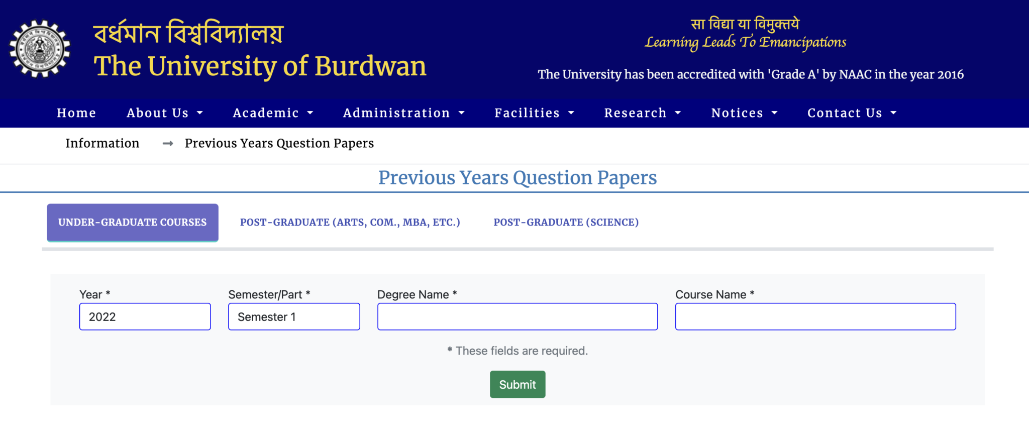 Burdwan University Question Paper | Download BA BSc BCom Old Papers