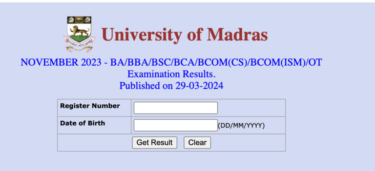 Madras University Results 2025 Download {Regular 1st 3rd & 5th Sem} UG ...