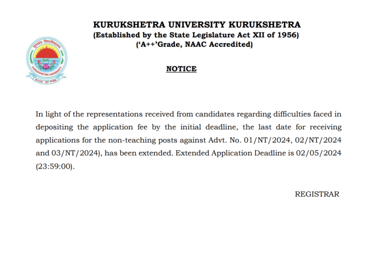 Kurukshetra University Non Teaching Admit Card 2024 Check Exam Date for ...