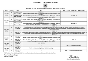 NBU Exam Routine 2024 Download 1st, 3rd, 5th Sem Exam Date {out}