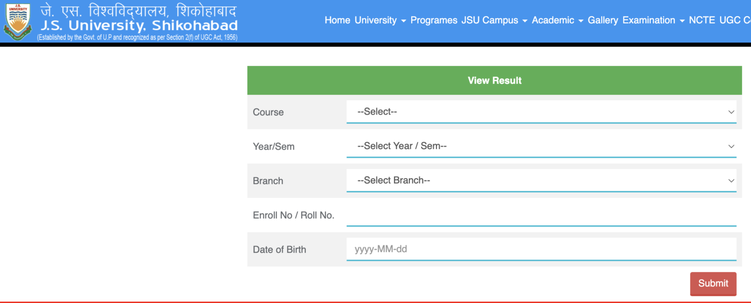 JS University Result 2025 jsu.edu.in Verification, Check Online