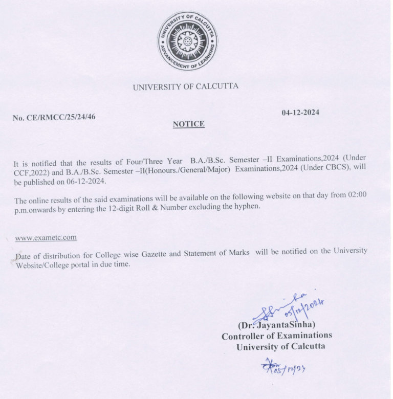 Calcutta University Routine 2025 [Out] CU 2nd, 4th, 6th Semester Exam Date