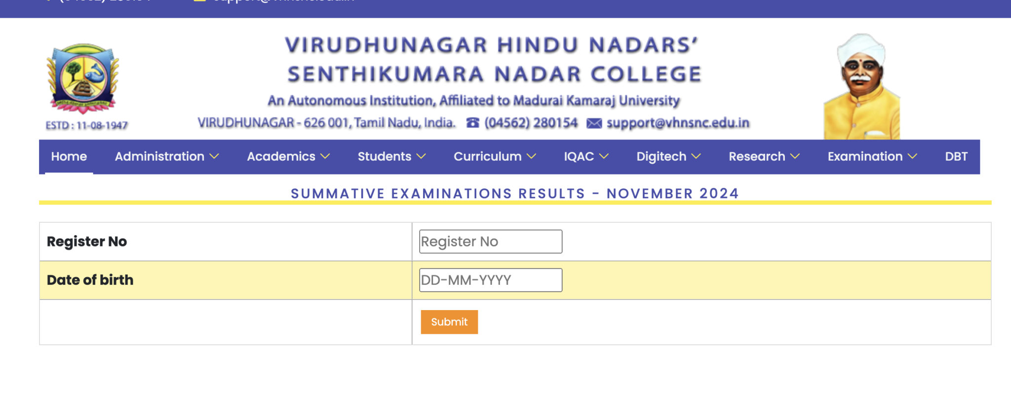 VHNSNC Summative Exam Results 2025 Download Marksheet BA,B.COM,B.SC