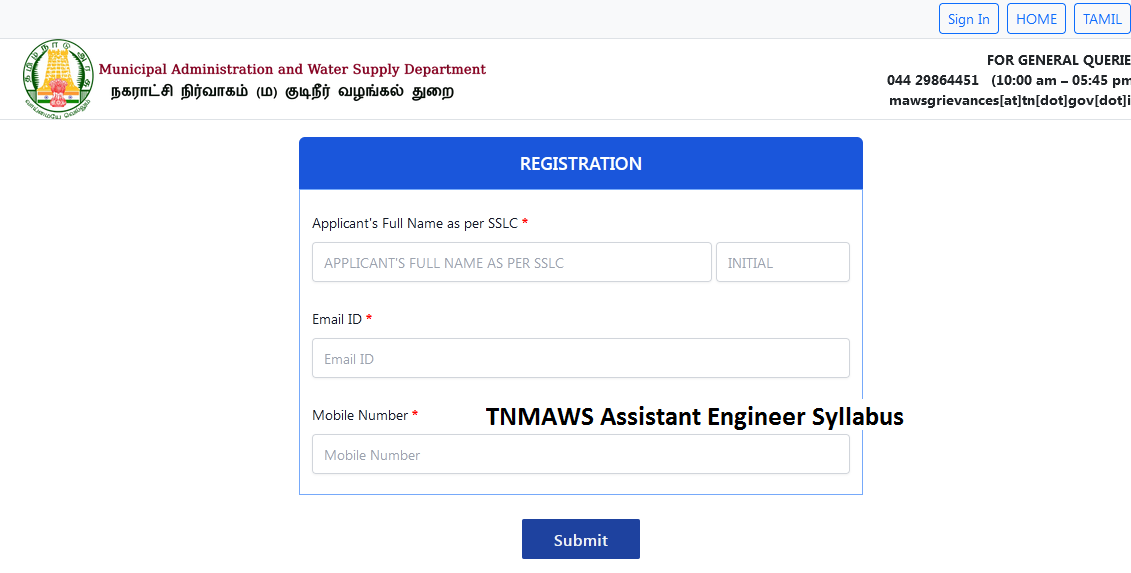 TNMAWS Assistant Engineer Syllabus 2024 Download Exam Pattern PDF