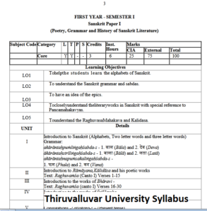 Thiruvalluvar University Syllabus 2024 Exam Pattern Download PDF Format