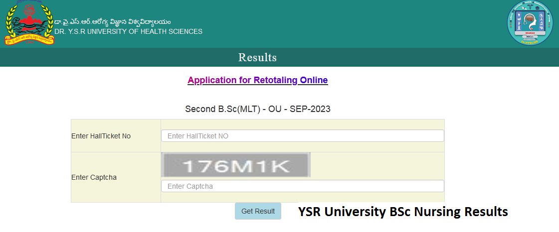 YSR University BSc Nursing Results 2023 Download @drysruhs.edu.in {Out}