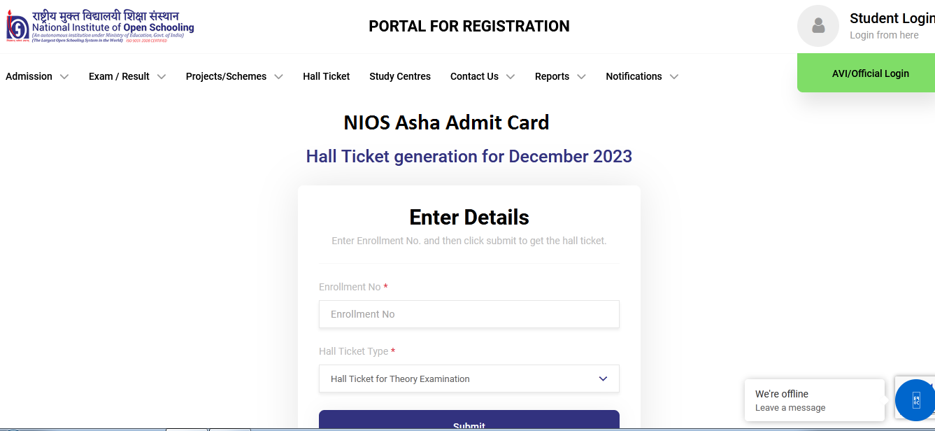 NIOS Asha Admit Card 2024 Download Exam Date & Hall Ticket (Link Out)
