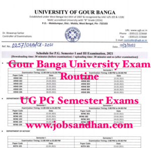 Gour Banga University Exam Routine 2024 Semester UG, PG BA BSc BCom {Out}