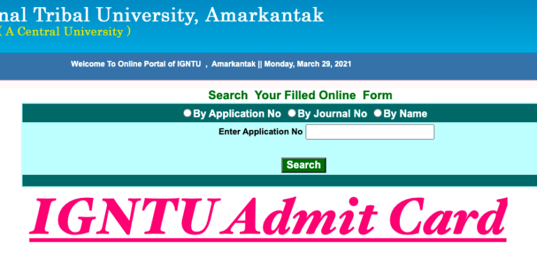 IGNTU Admit Card 2023 Date | Download online @ igntu.ac.in
