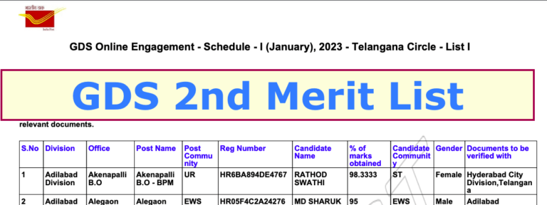GDS 2nd Merit List 2023 Second List Date, PDF Download