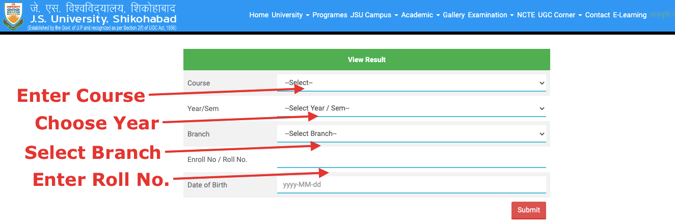 JS University Result 2025 jsu.edu.in Verification, Check Online