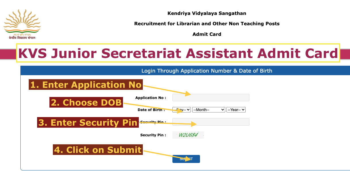KVS Junior Secretariat Assistant Admit Card 2024 Download, Exam Date 1 March