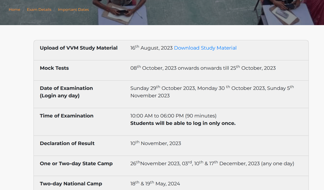 VMM State Level Camp Results 2025 Rank List & Cut Off Marks @vvm.org.in