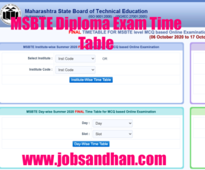 MSBTE Diploma Exam Time Table 2024 {Out} Winter Semesters