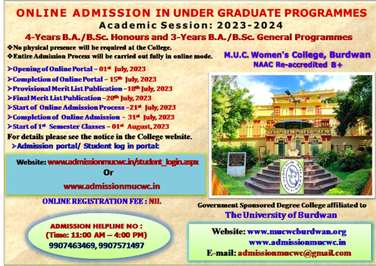 MUC Women's College Merit List 2024 {out} Admission List