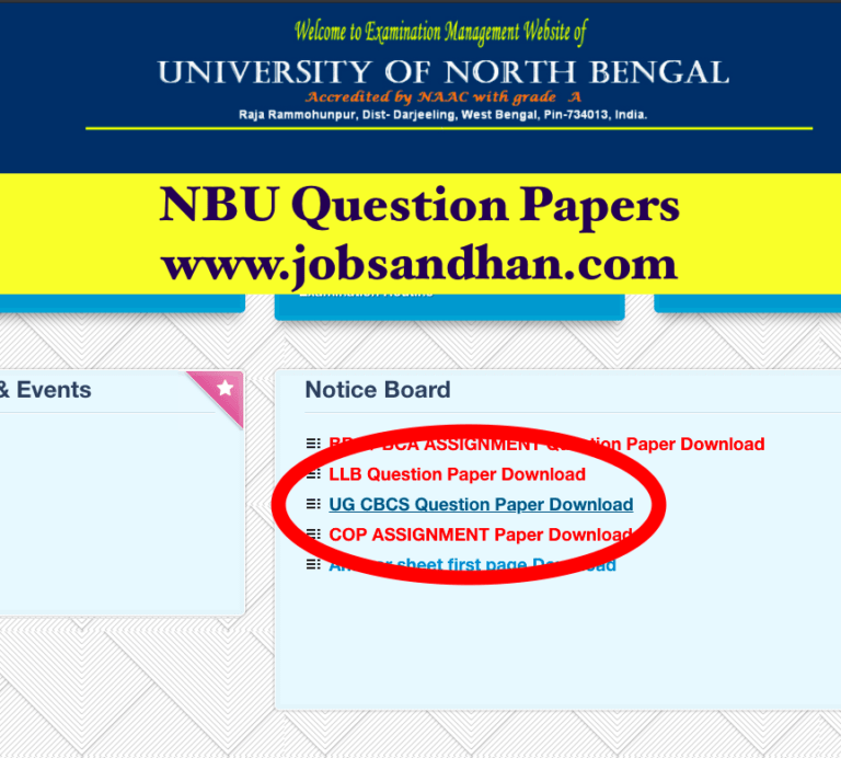 NBU Question Paper Download {PDF} Honours General Previous Year