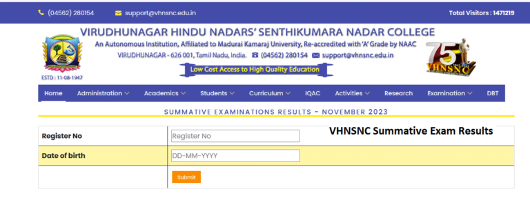 VHNSNC Summative Exam Results 2024 Download Marksheet BA,B.COM,B.SC